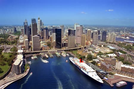 Aerial Photography Circular Quay and the QE2 - Airview Online